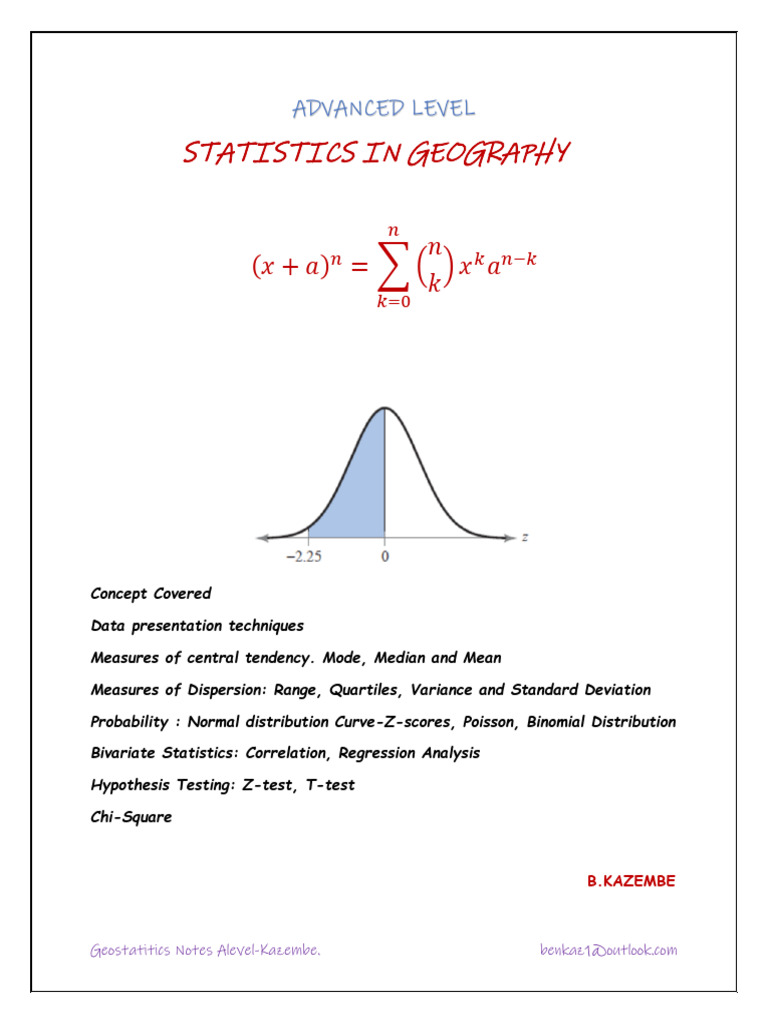 A-Level Geostatistics Study Guide | PDF | Mode (Statistics) | Normal ...