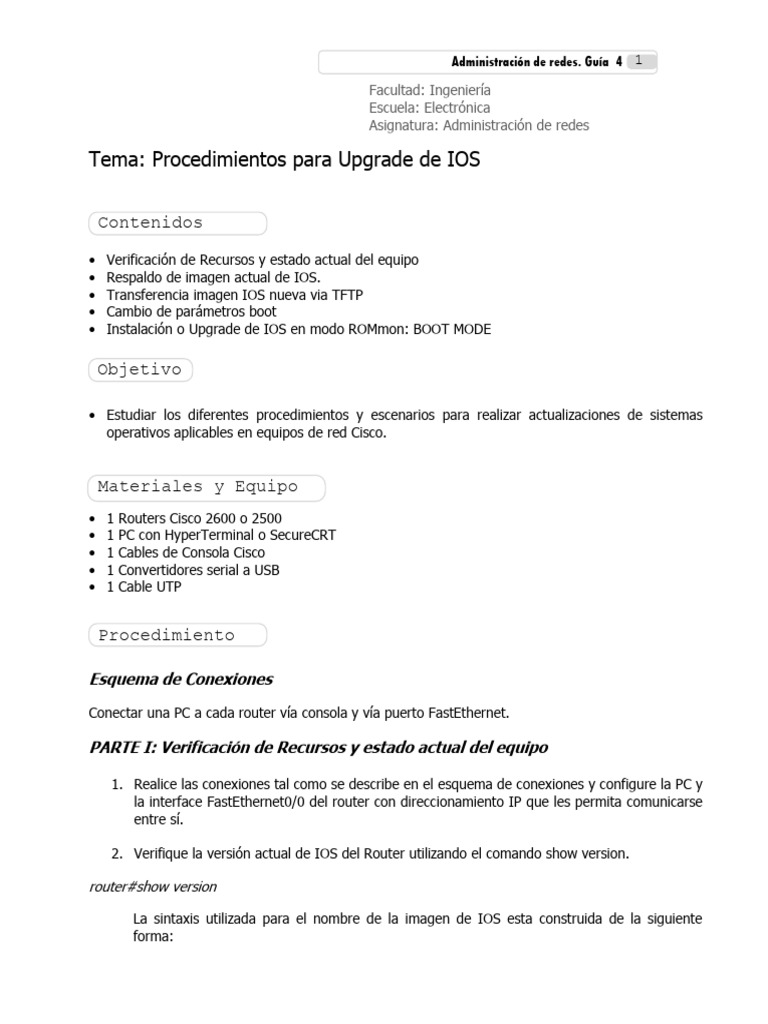Upgrade de IOS en Routers Cisco | PDF | Enrutador (Computación ...
