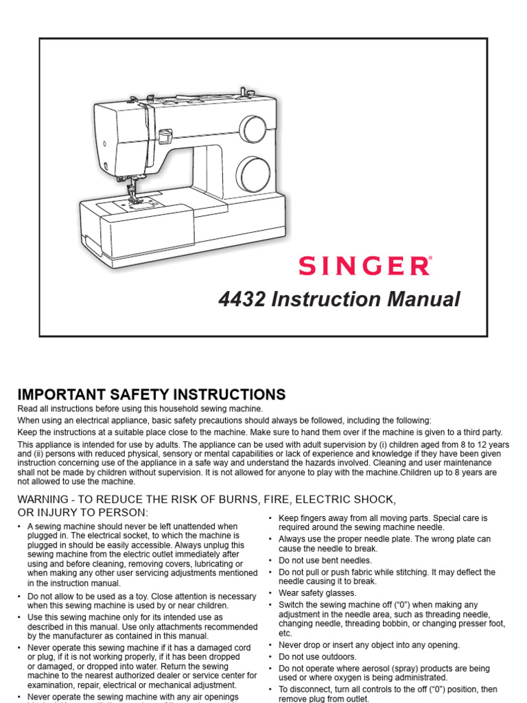 Singer 4432 Sewing Machine Manual Pdf Sewing Machine Sewing