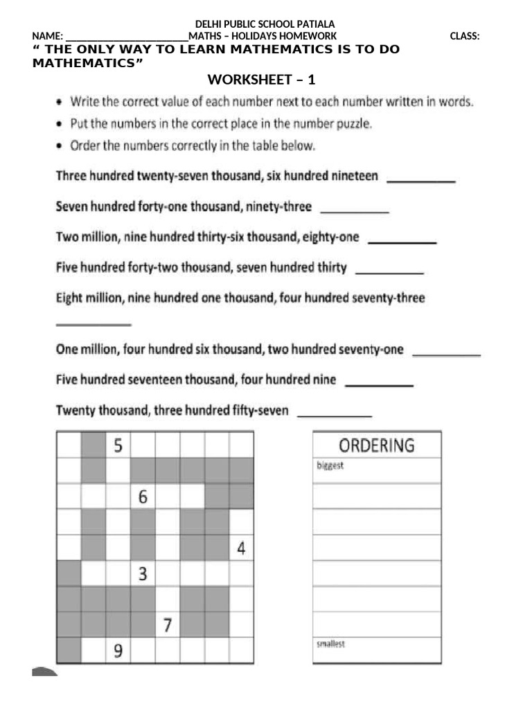 Class 5 Maths Summer HHW (24-25) | PDF