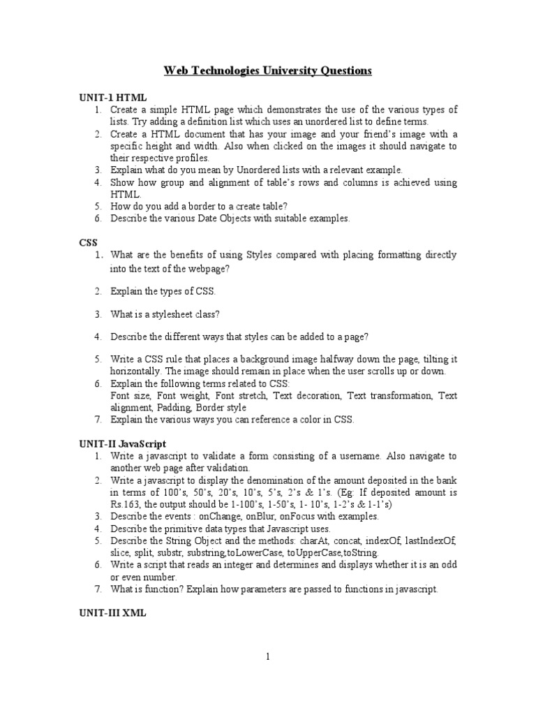 Wt Assignment Questions Pdf Java Server Pages Xml
