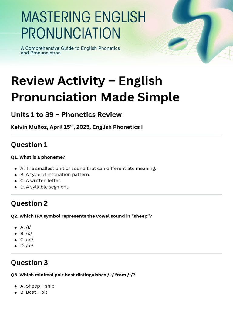 English Pronunciation Mastery Guide | PDF | Stress (Linguistics) | Vowel