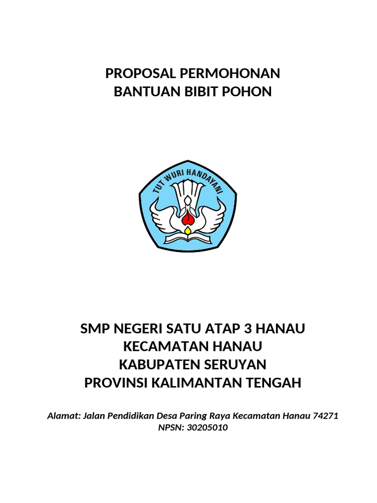 Proposal Ke DLH SMPN Satap 3 Hanau | PDF