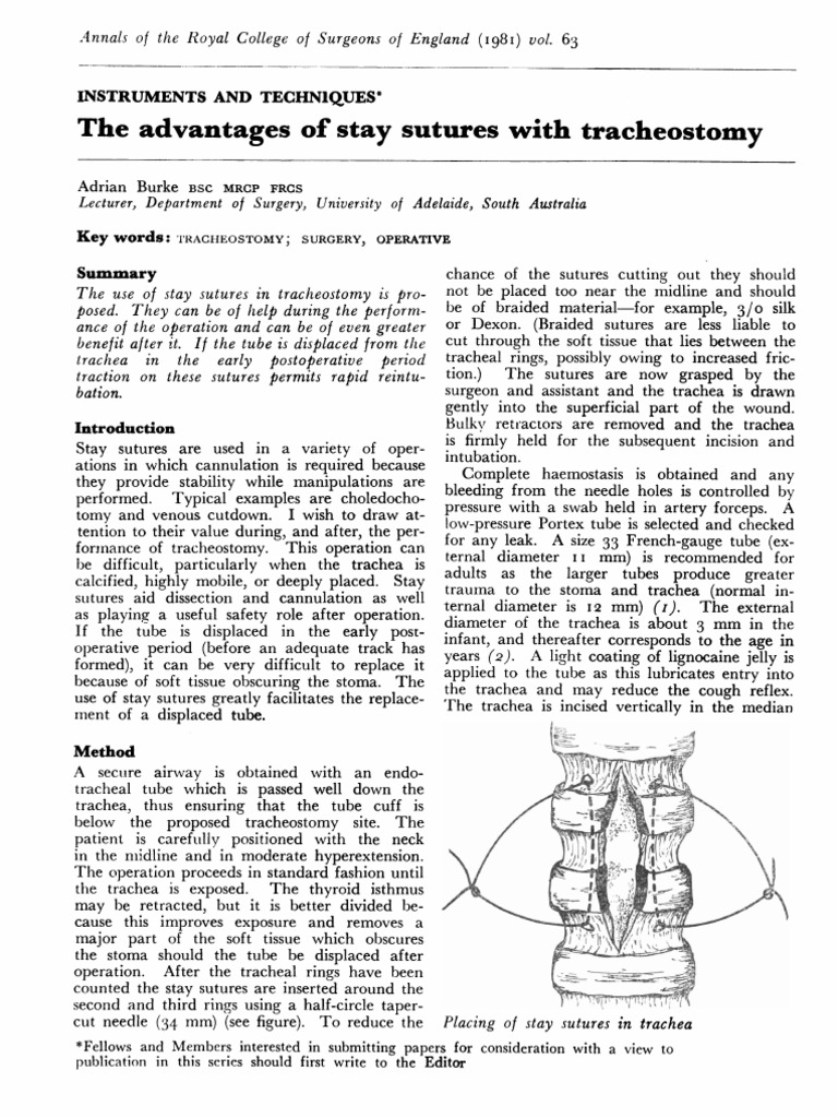 The advantages of sutures tracheostomy: stay with | Surgery | Surgical ...