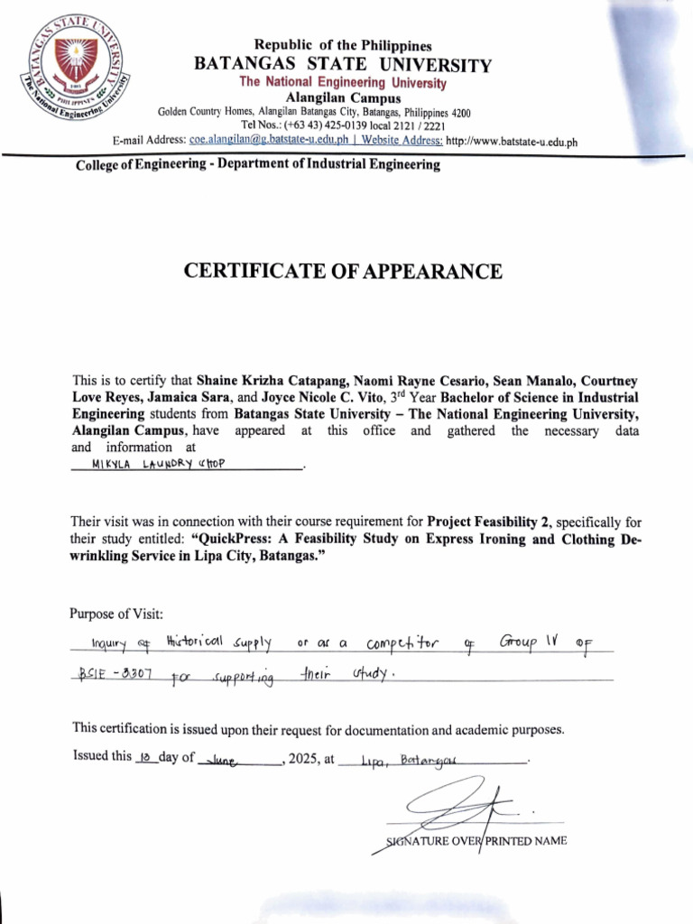 Certificate Mikyla Laundry Shop | PDF