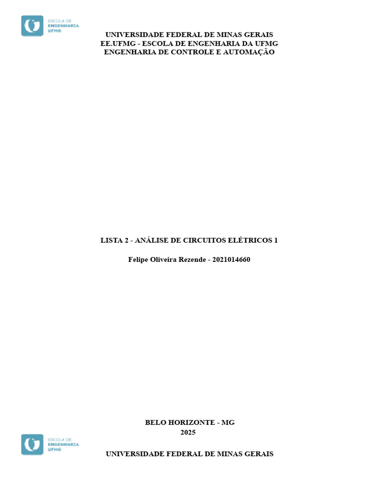 Lista 2 Circuitos 1 Ufmg | PDF