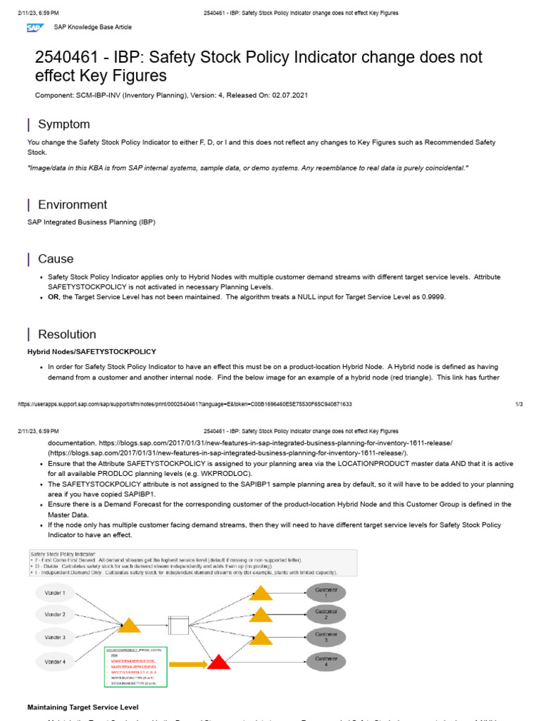 IBP - Safety Stock Policy Indicator Change Does Not Effect Key Figures ...