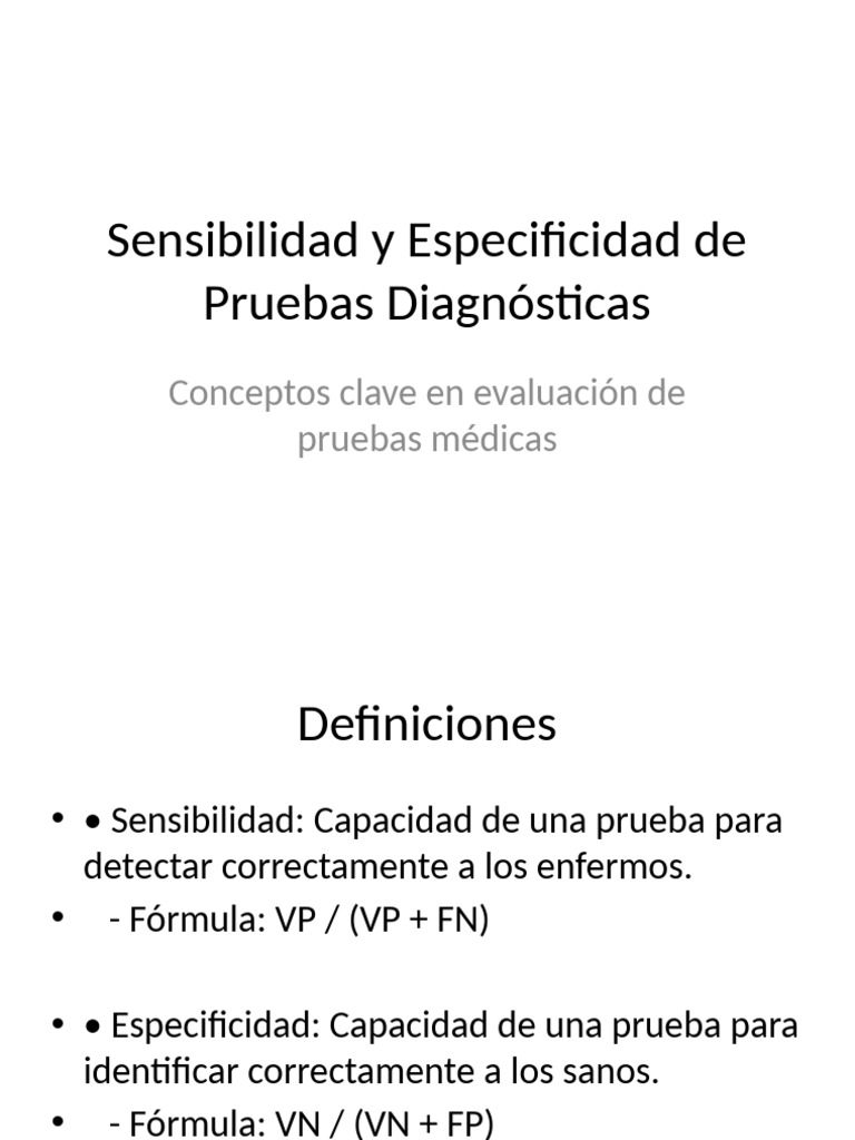 Sensibilidad Especificidad | PDF
