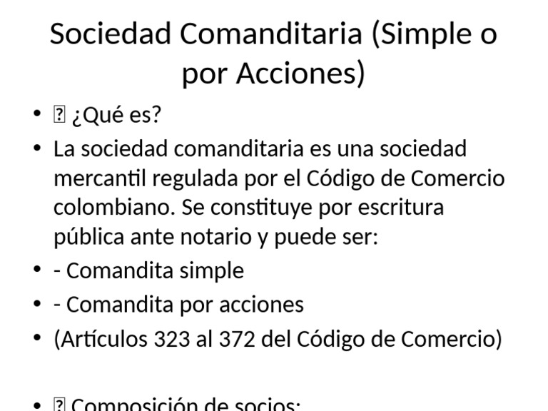 Diapositiva Sociedad Comanditaria | PDF