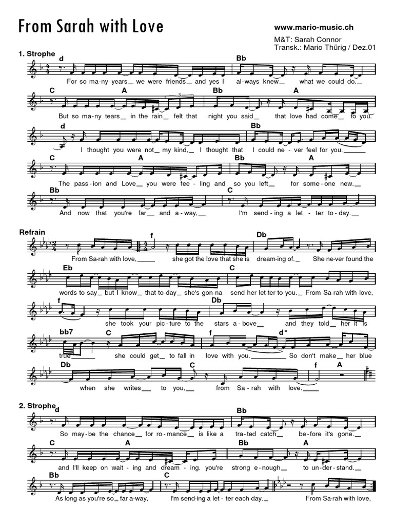 From Sarah with Love Lyrics | PDF