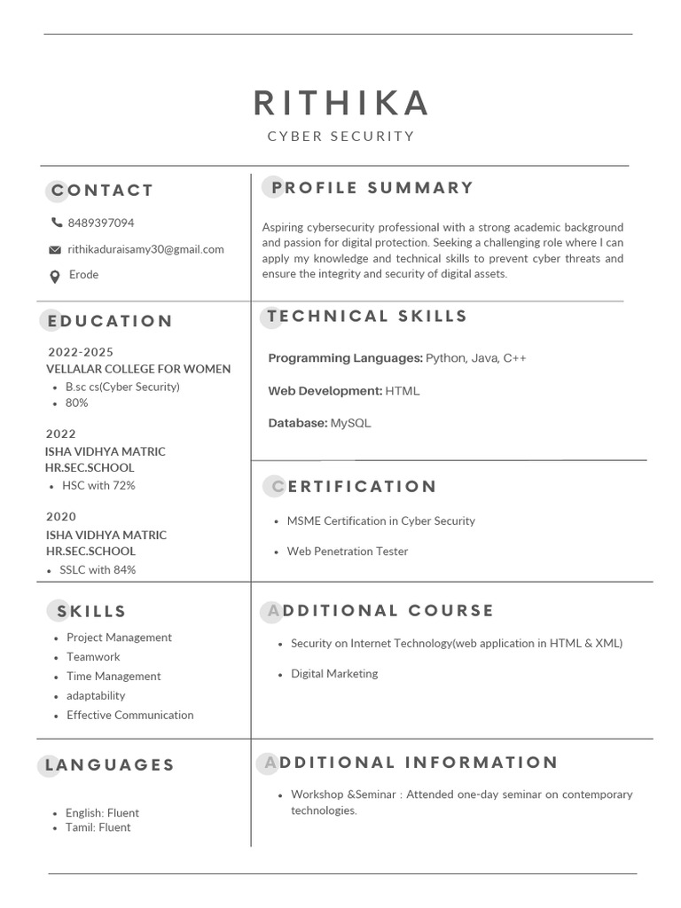 Rithika D Resume PDF | PDF