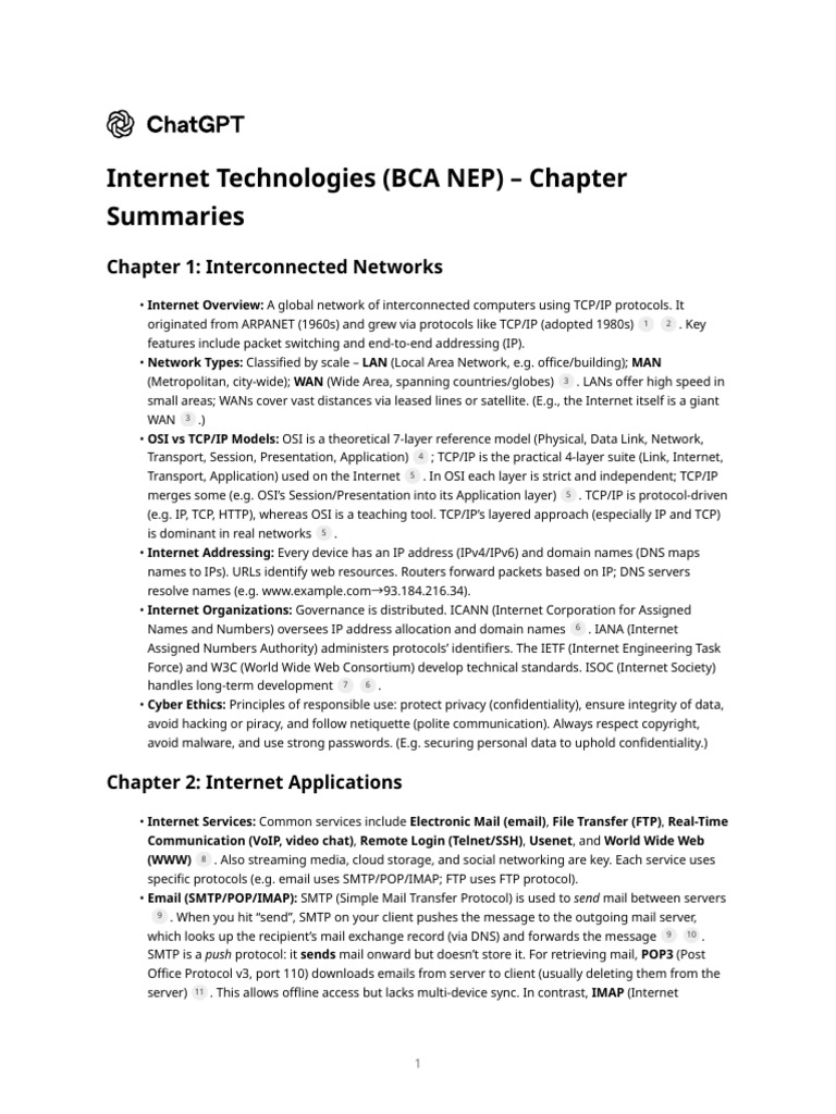 BCA Internet Technologies Overview | PDF | World Wide Web | Internet & Web