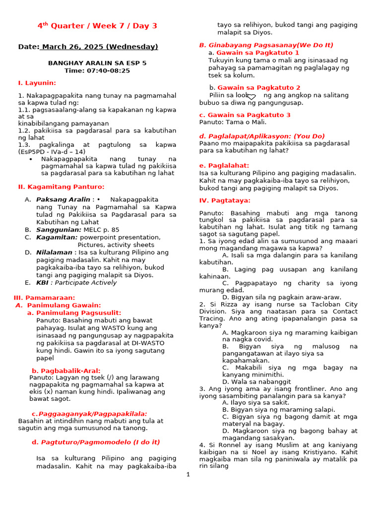 4th Quarter Week 7 Day 3 | PDF