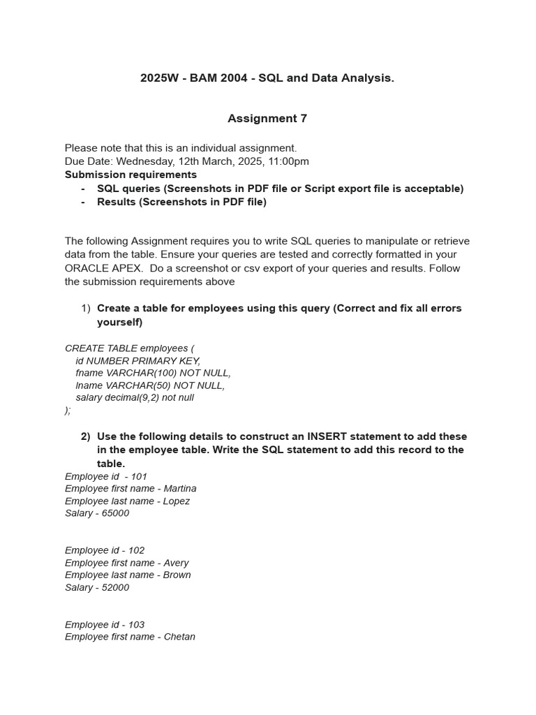 SQL Assignment: Employee Data Analysis | PDF