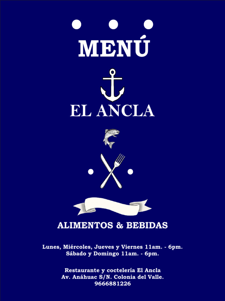 El Ancla Menu | PDF | Mariscos | Alimentos