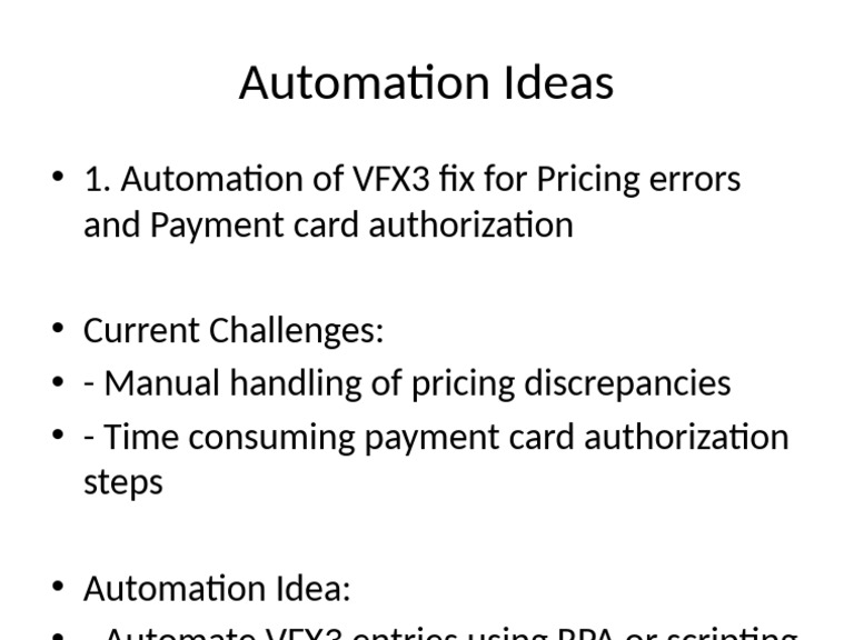 Automation Ideas VFX3 | PDF