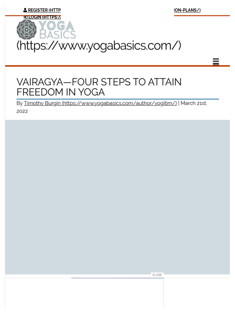 Vairagya-Four Steps To Attain Freedom in Yoga - Yoga Basics | PDF ...