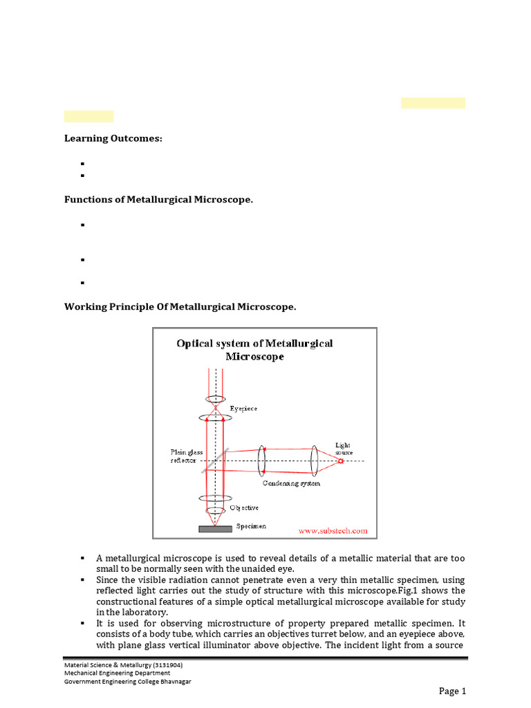 MSM-1 Metallurgical Microscope | PDF | Electromagnetic Radiation | Optics