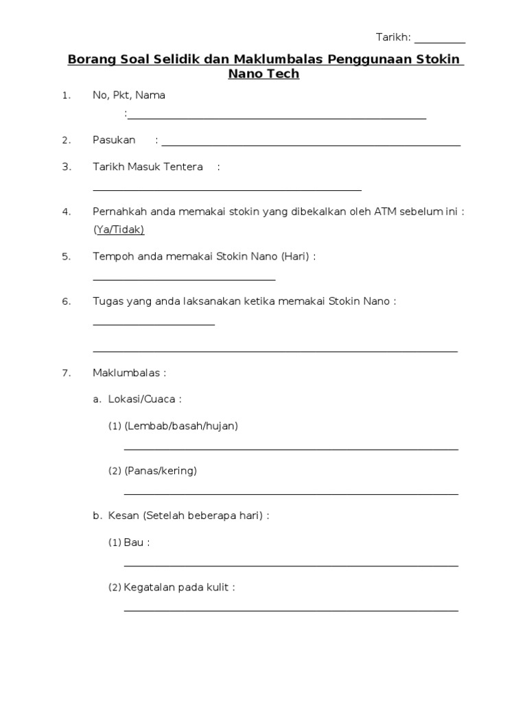Soal Selidik Stokin Nano Tech ATM | PDF | Bisnis | Komputer
