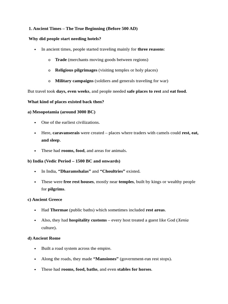 Evolution of Hotels Through History | PDF | Hotel | Hospitality Industry