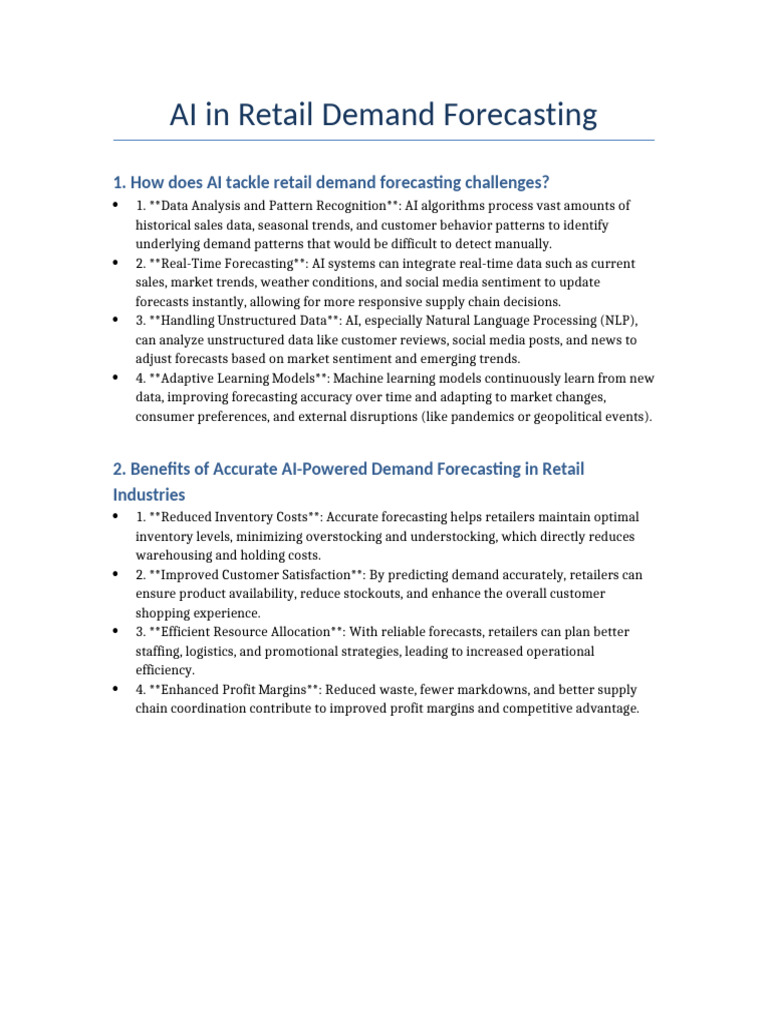 AI Retail Demand Forecasting Assignment | PDF