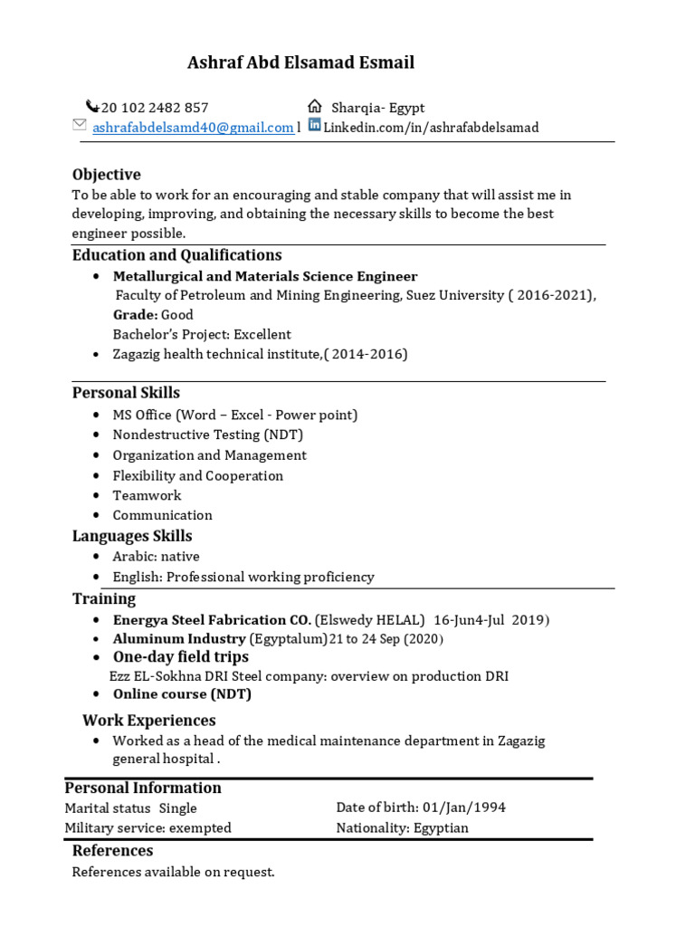 CV Ashraf Abdo | PDF