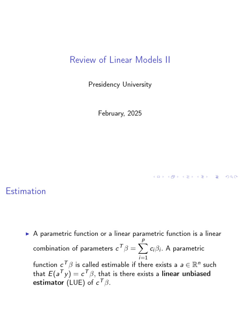 Estimation in Linear Models Explained | PDF | Ordinary Least Squares ...