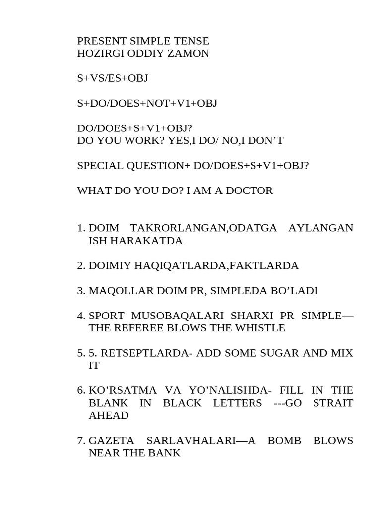 Present Simple Tense | PDF