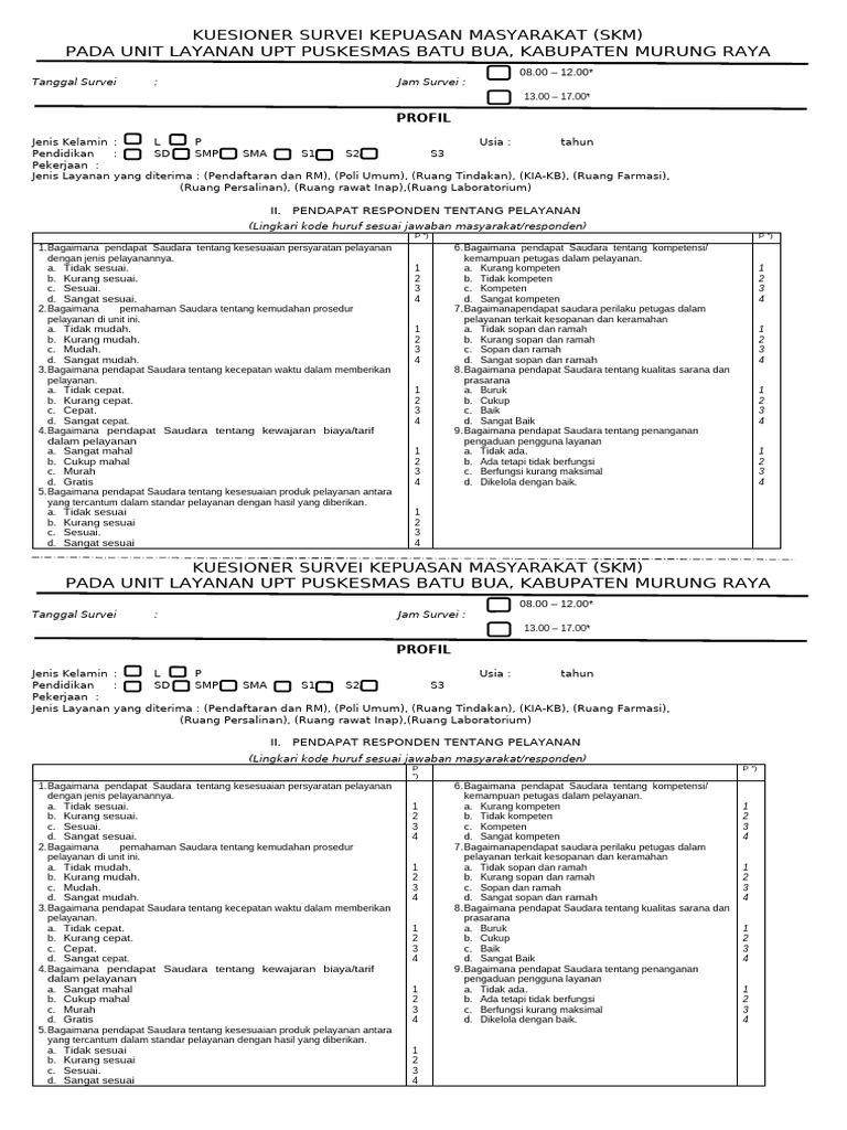 Kuesioner PKM BB | PDF