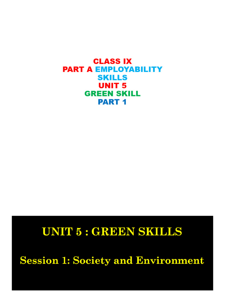 Unit 5 - Green Skill - Part 1 | PDF