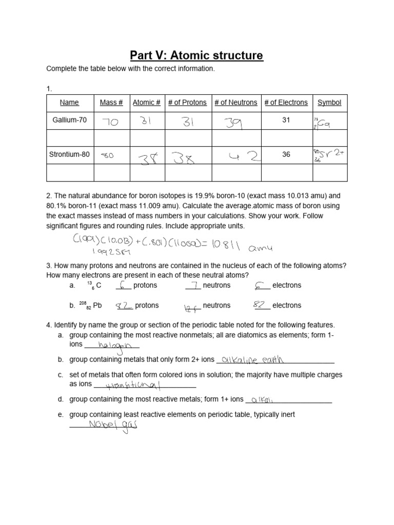 Summer Part V - Atomic Structure | PDF | Atoms | Chemical Elements