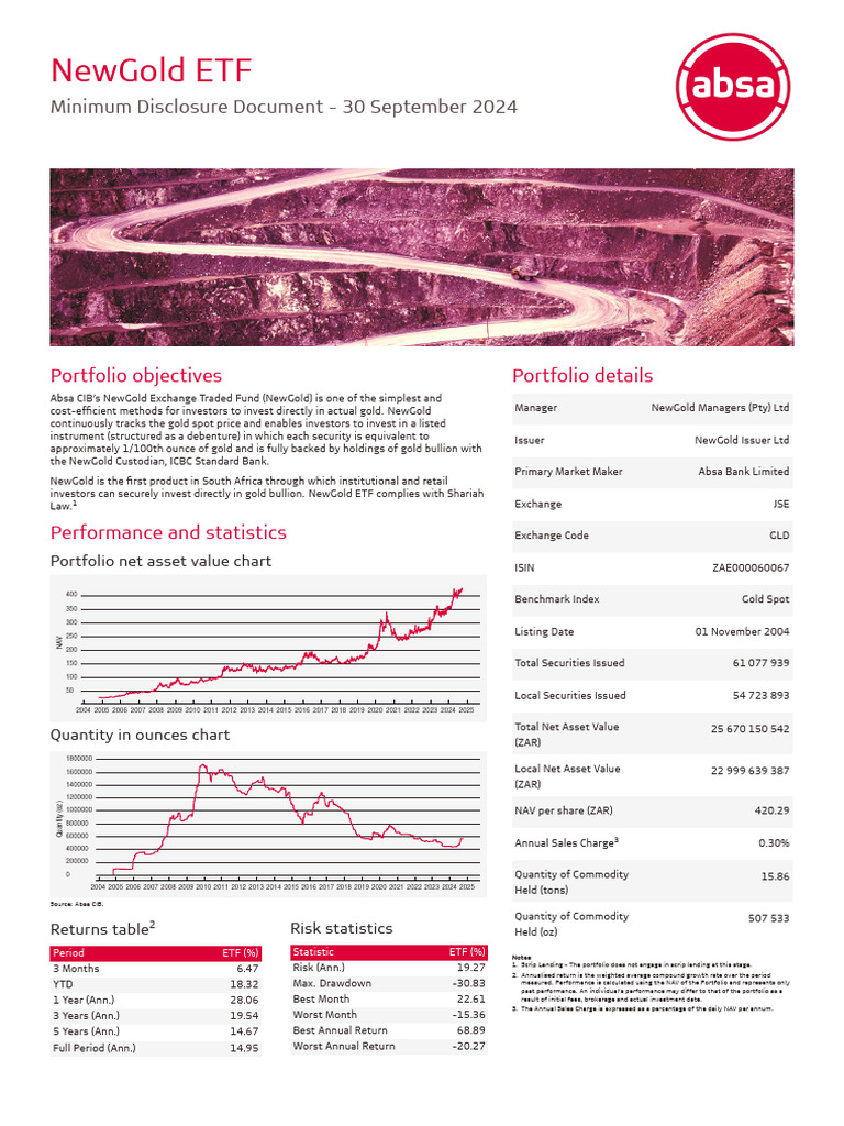 Absa Newgold ETF Sept2024 | PDF | Exchange Traded Fund | Market Liquidity