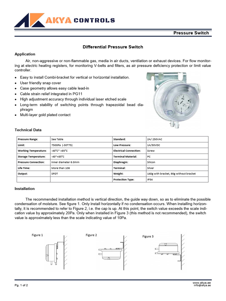 Differential Pressure Switch Installation Guide | PDF | Switch ...