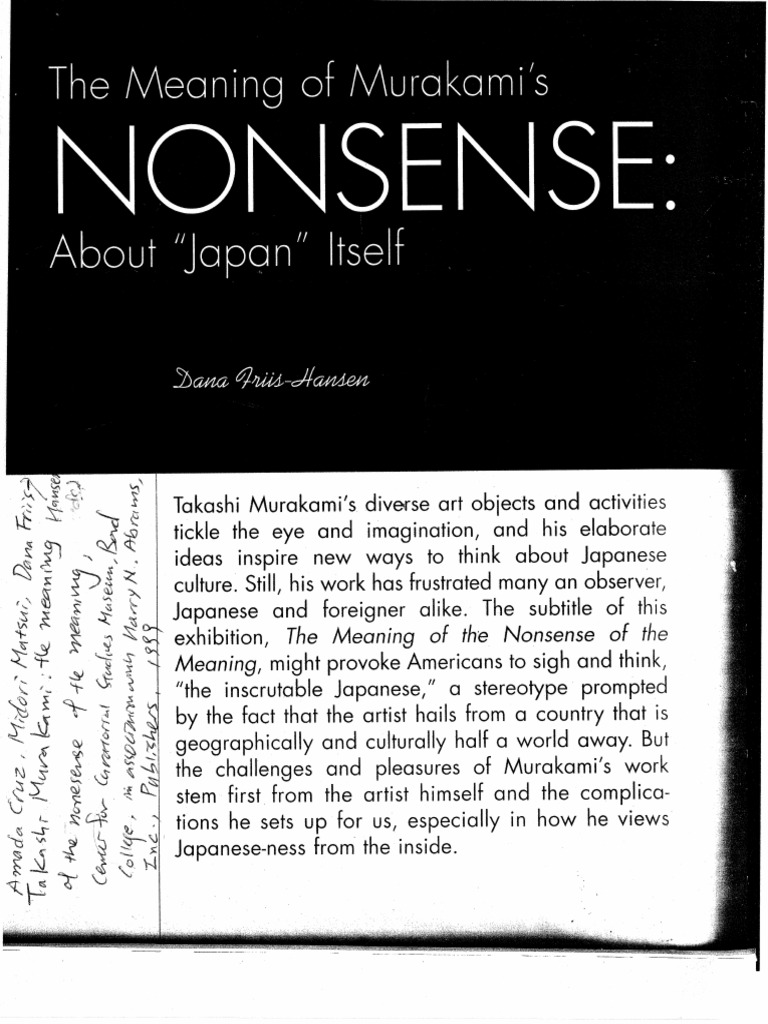 Wk9 - Meaning of Murakamis Nonsense - by Friis-Hansen | PDF
