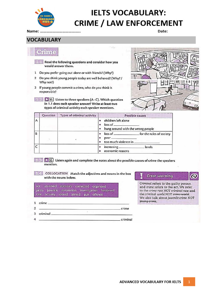 IELTS Crime Vocabulary Guide | PDF