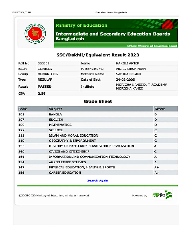 Editable SSC Result | PDF