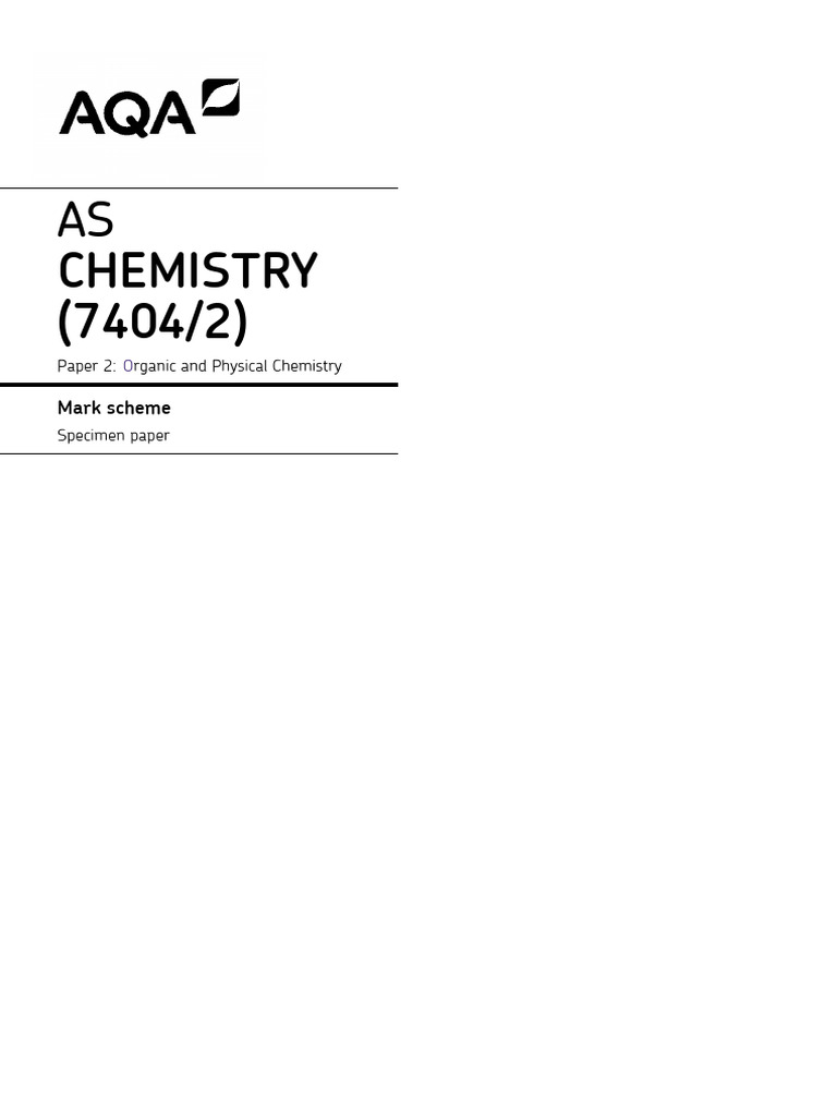 Specimen MS - Paper 2 AQA Chemistry As-Level | PDF | Chemical Reactions ...