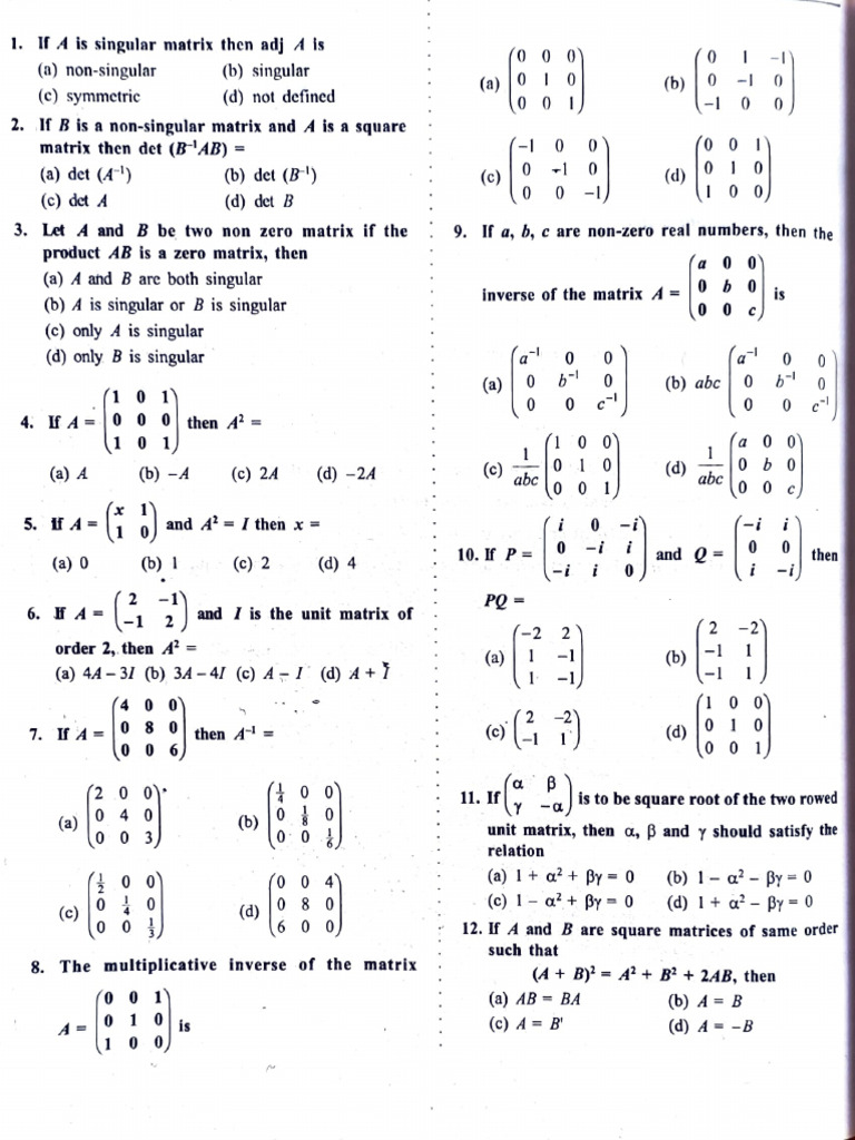Matrices and Determinants | PDF