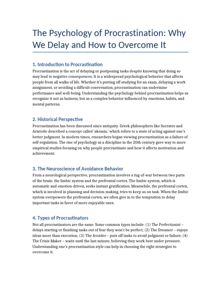 Final the Psychology of Procrastination | PDF | Professional Skills ...