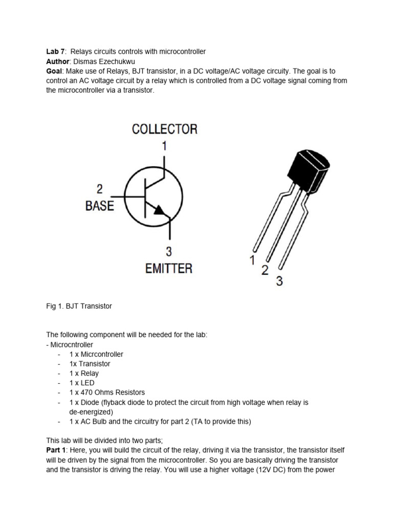 Lab - 7 - Relays Circuits Controls With Microcontroller (Possibly The ...