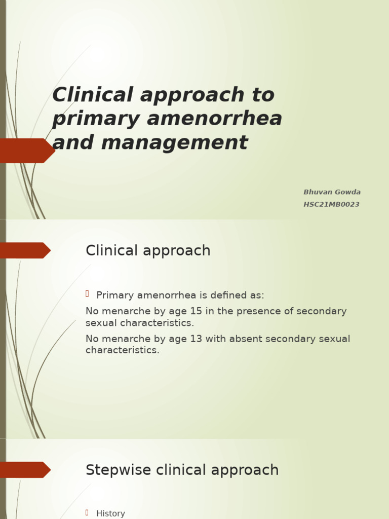 Primary Amenorrhea: Clinical Management Guide | PDF | Endocrine System ...