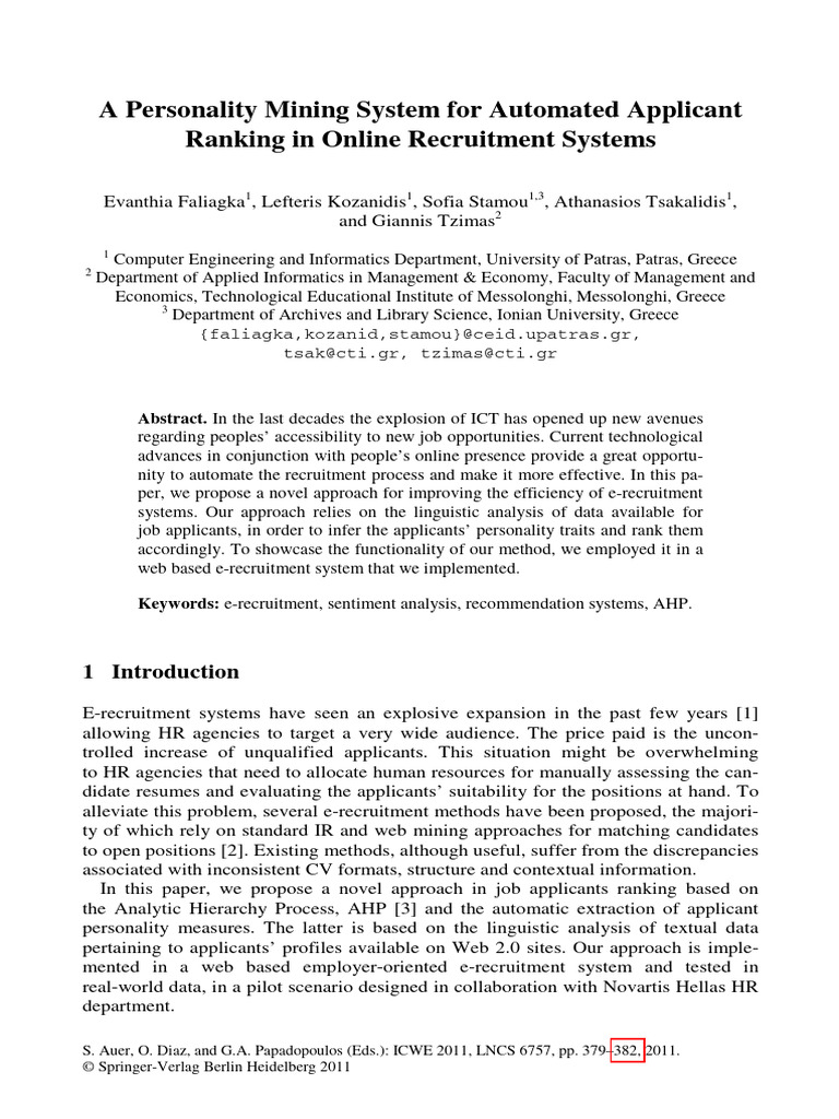 A_Personality Mining System for Automated Applicant Ranking in Online Recruitment Systems | PDF ...
