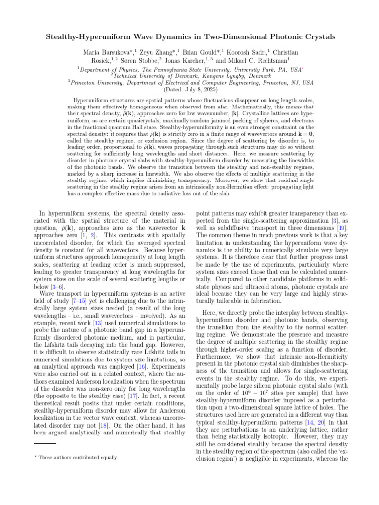 Stealthy-Hyperuniform Wave Dynamics in Two-Dimensional Photonic Crystal | PDF | Wavelength ...