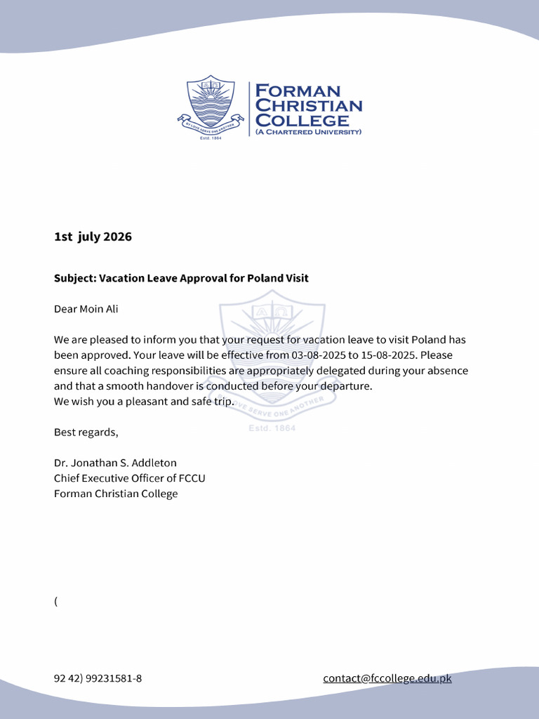 Moin Leave Approval | PDF