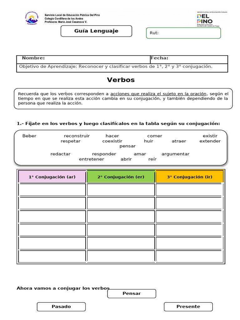 Clasificación y Conjugación de Verbos | PDF
