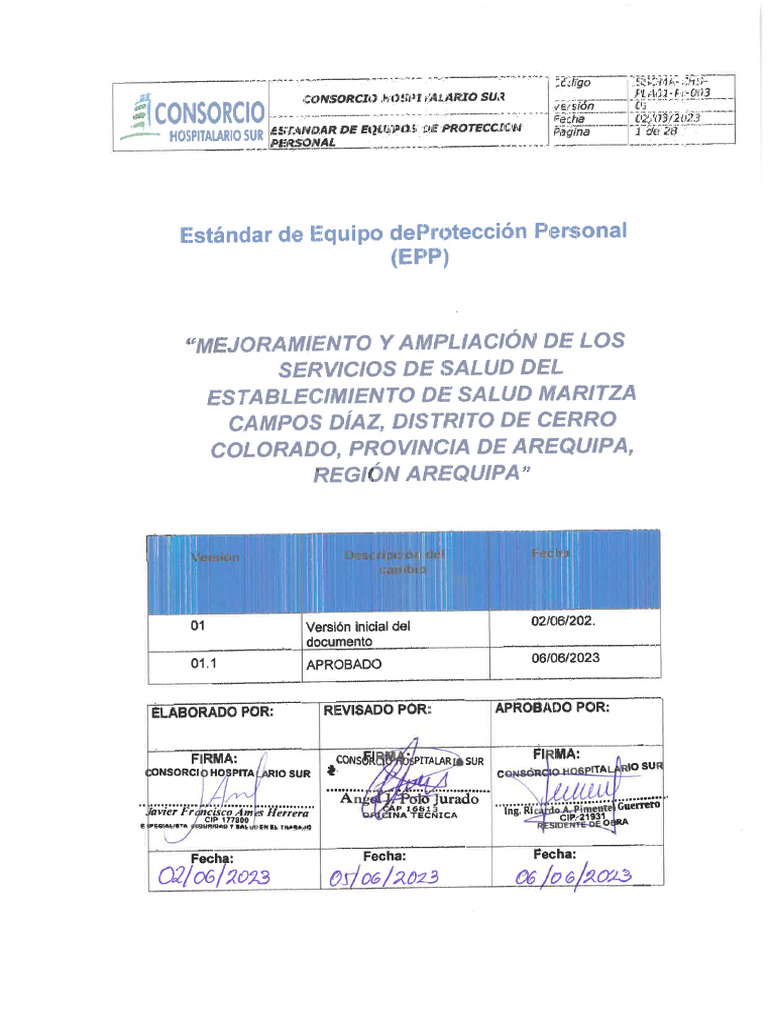 Estándar de Equipo de Protección Personal (Epp) | PDF
