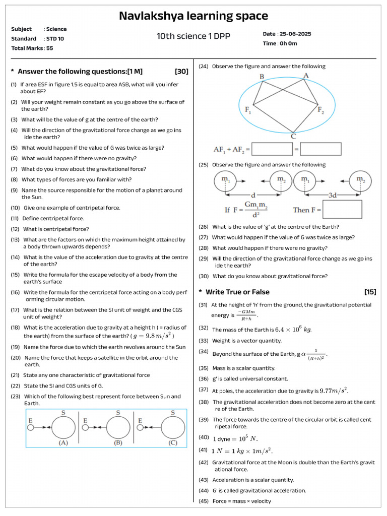 10th Science 1 DPP-2025-06-25 | PDF