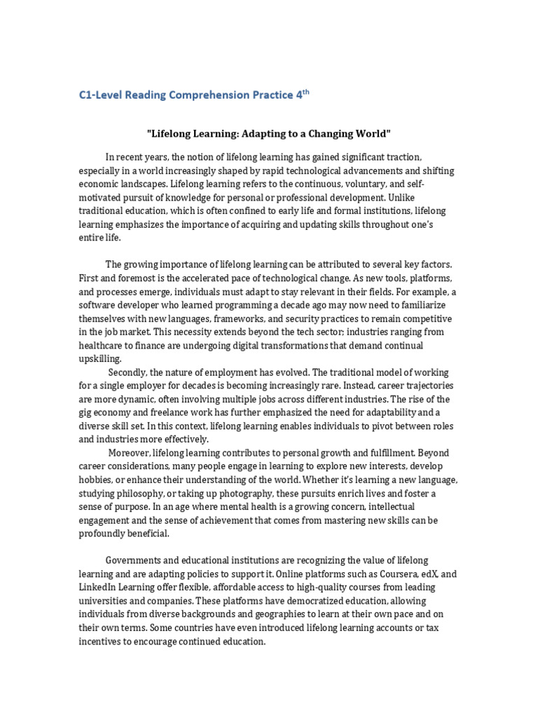 C1 Lifelong Learning Insights | PDF | Learning | Lifelong Learning
