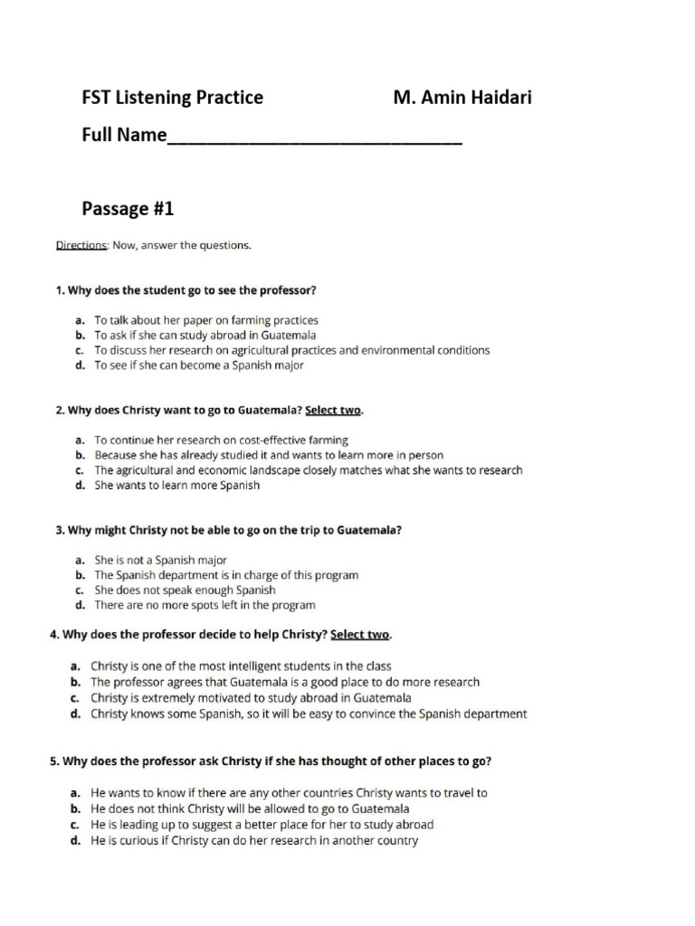 FST Listening Practice M | PDF