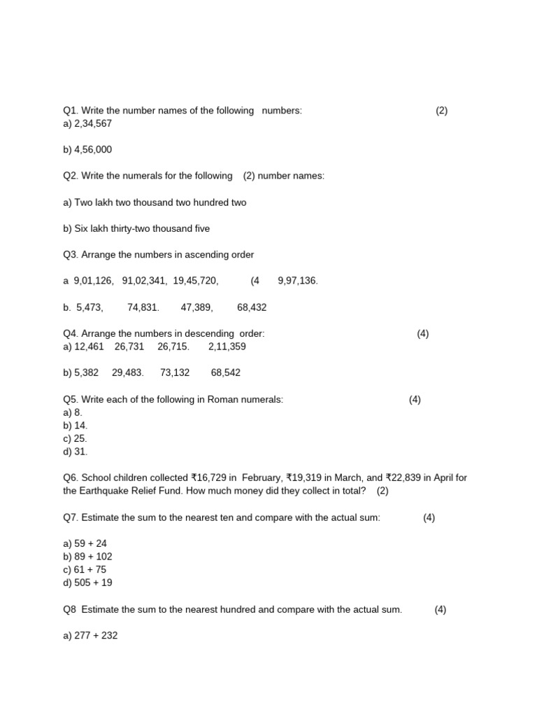 Maths 4th Class P.a-1 | PDF